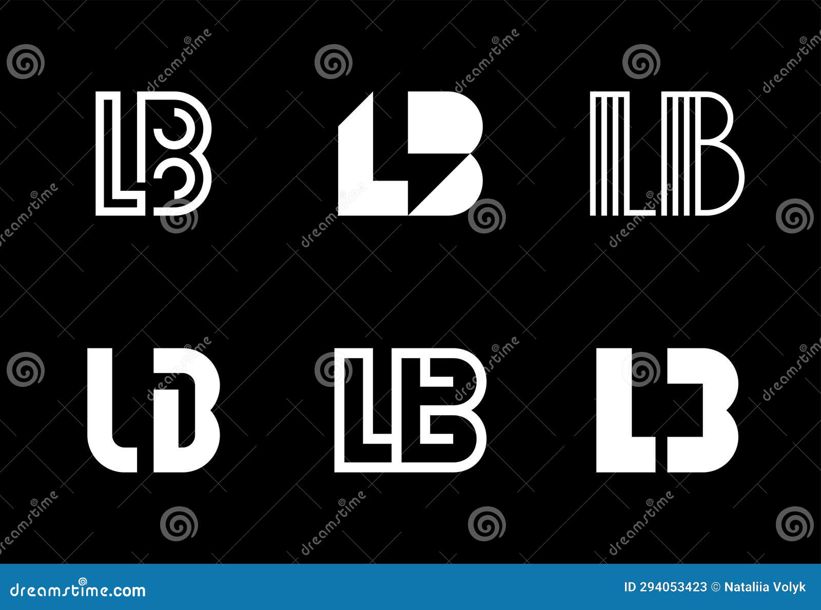 Set of letter LB logos stock vector. Illustration of flowing - 294053423