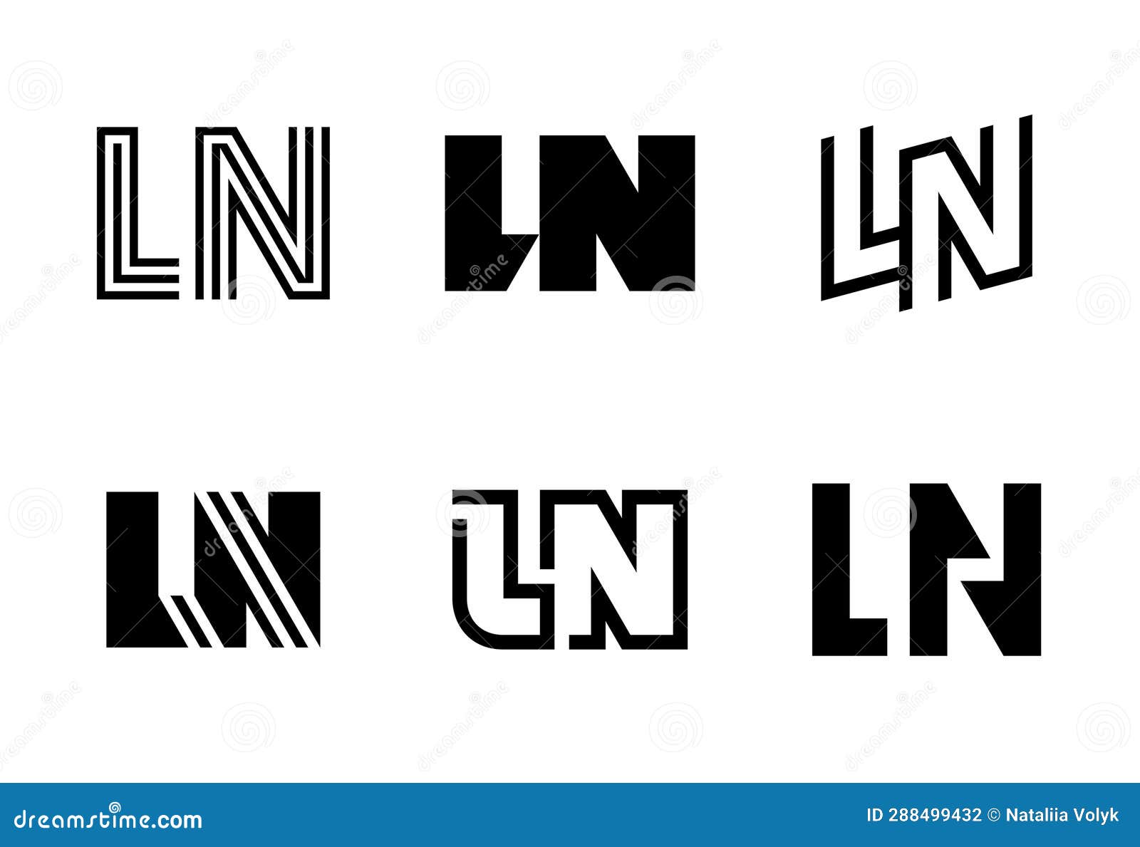 Set of letter LN logos stock illustration. Illustration of emblem ...