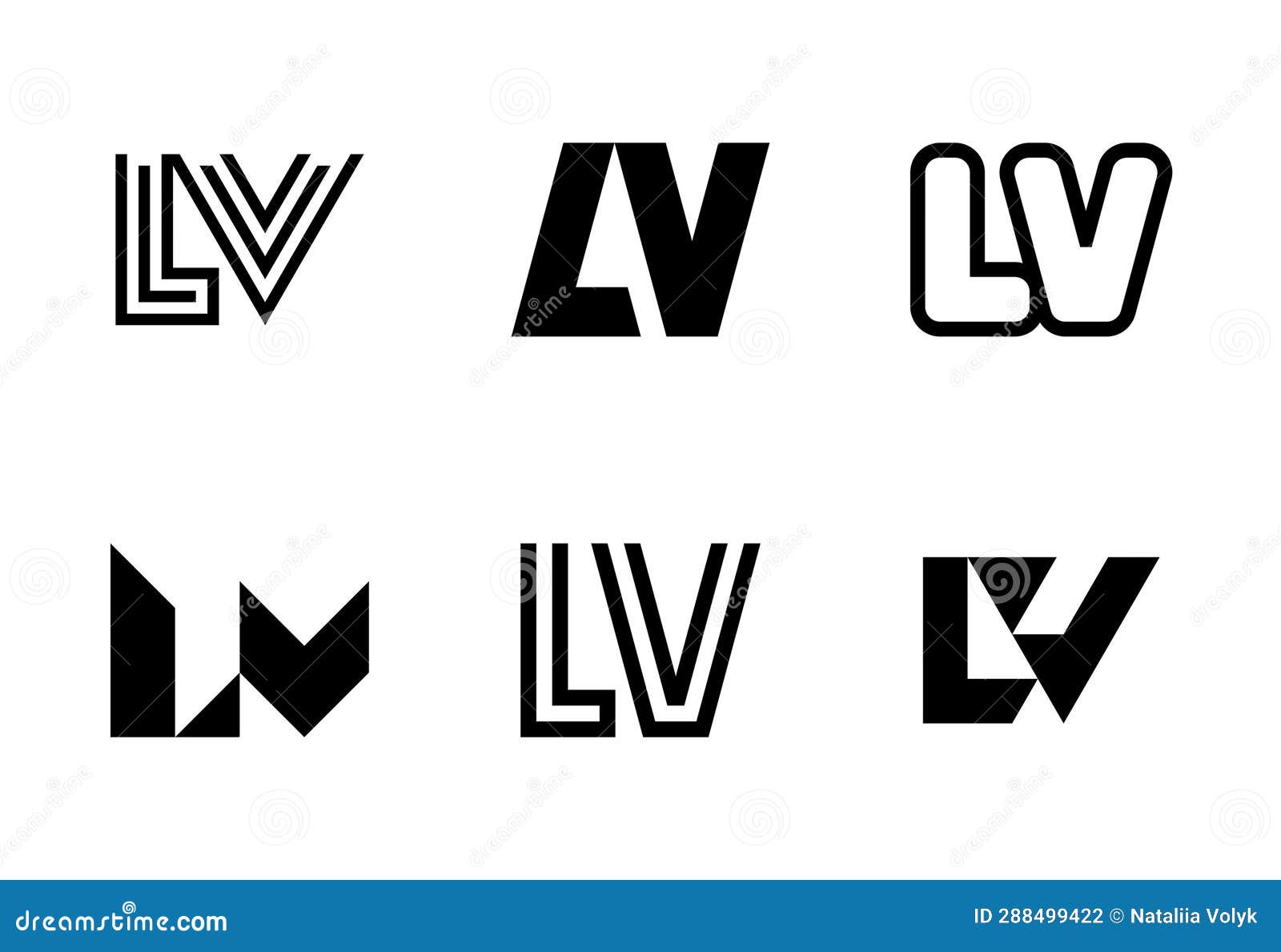 Set of letter LV logos stock vector. Illustration of business - 288499422