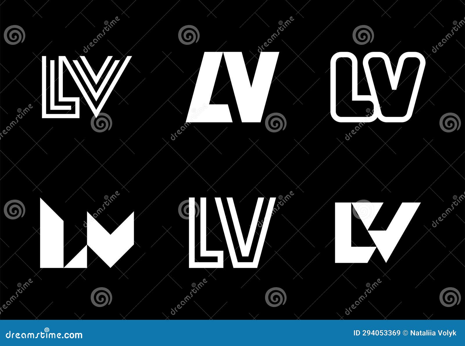 Set of letter LV logos stock vector. Illustration of brand - 294053369