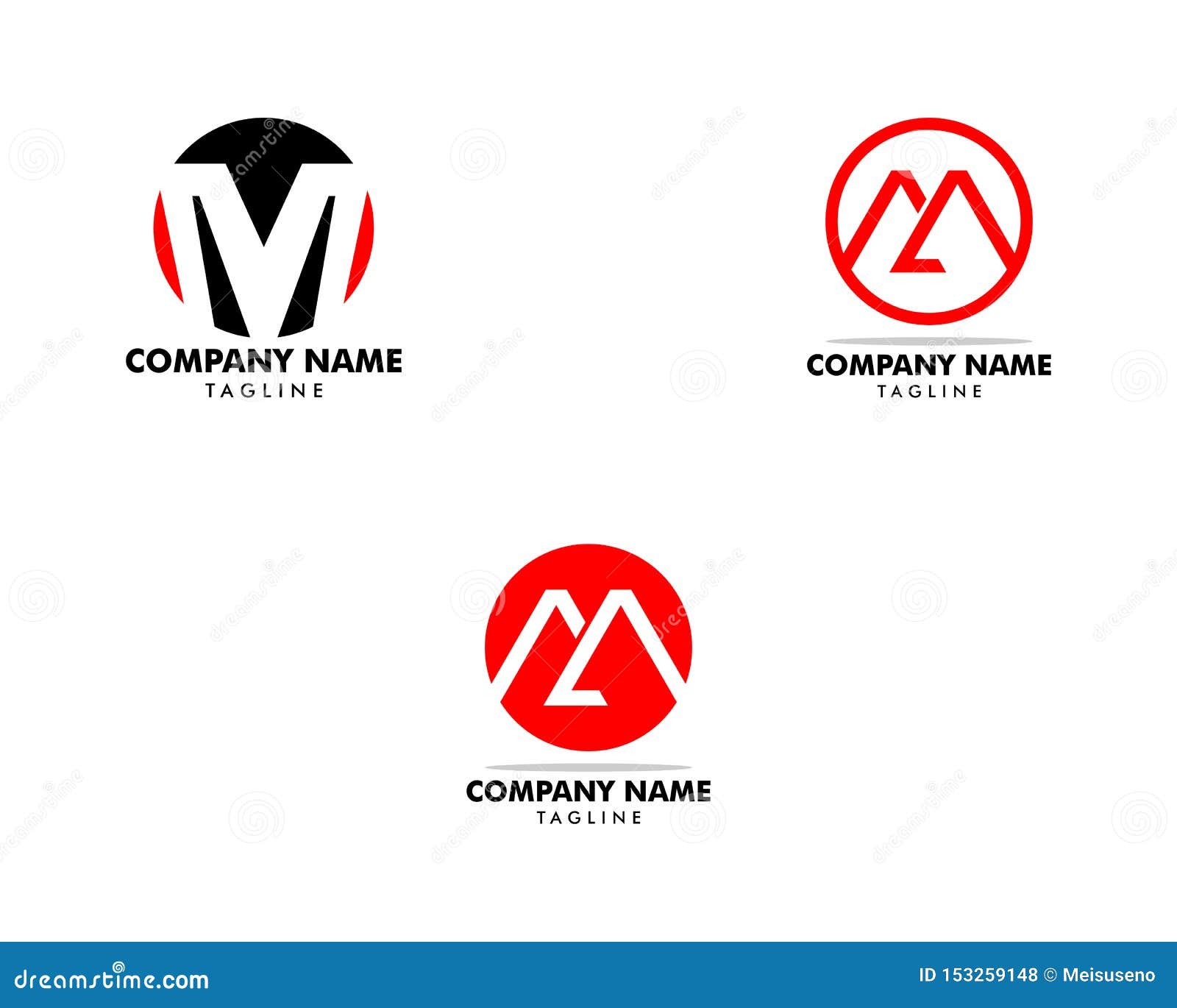 Set of Letter M Circle Initial Logo Design Template Element Stock ...