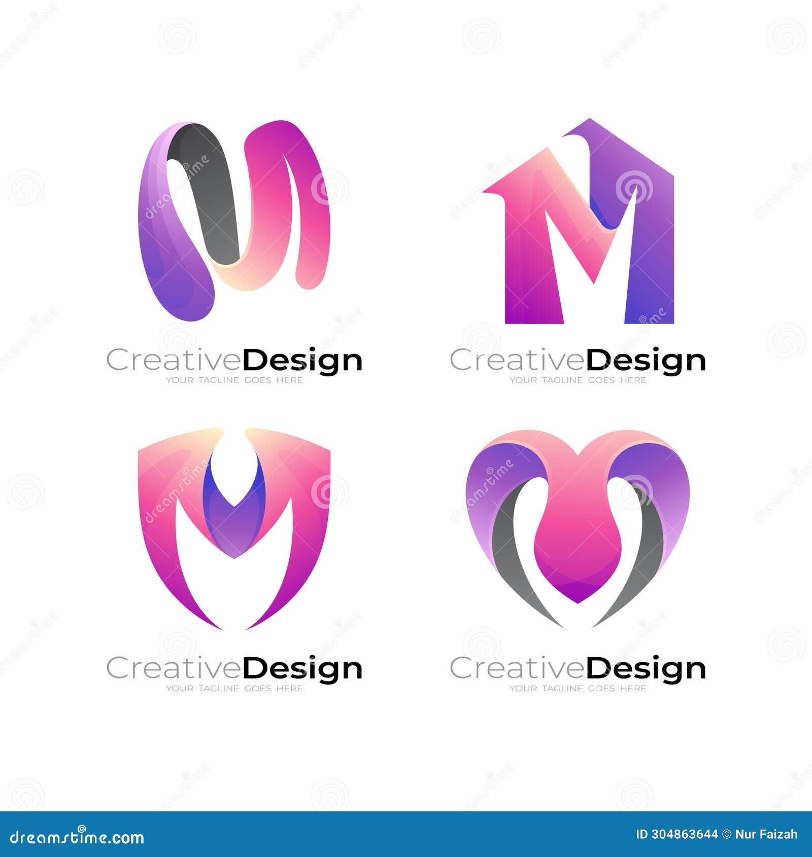 Set Letter M Logo Template, 3d Colorful Design, Stock Vector ...