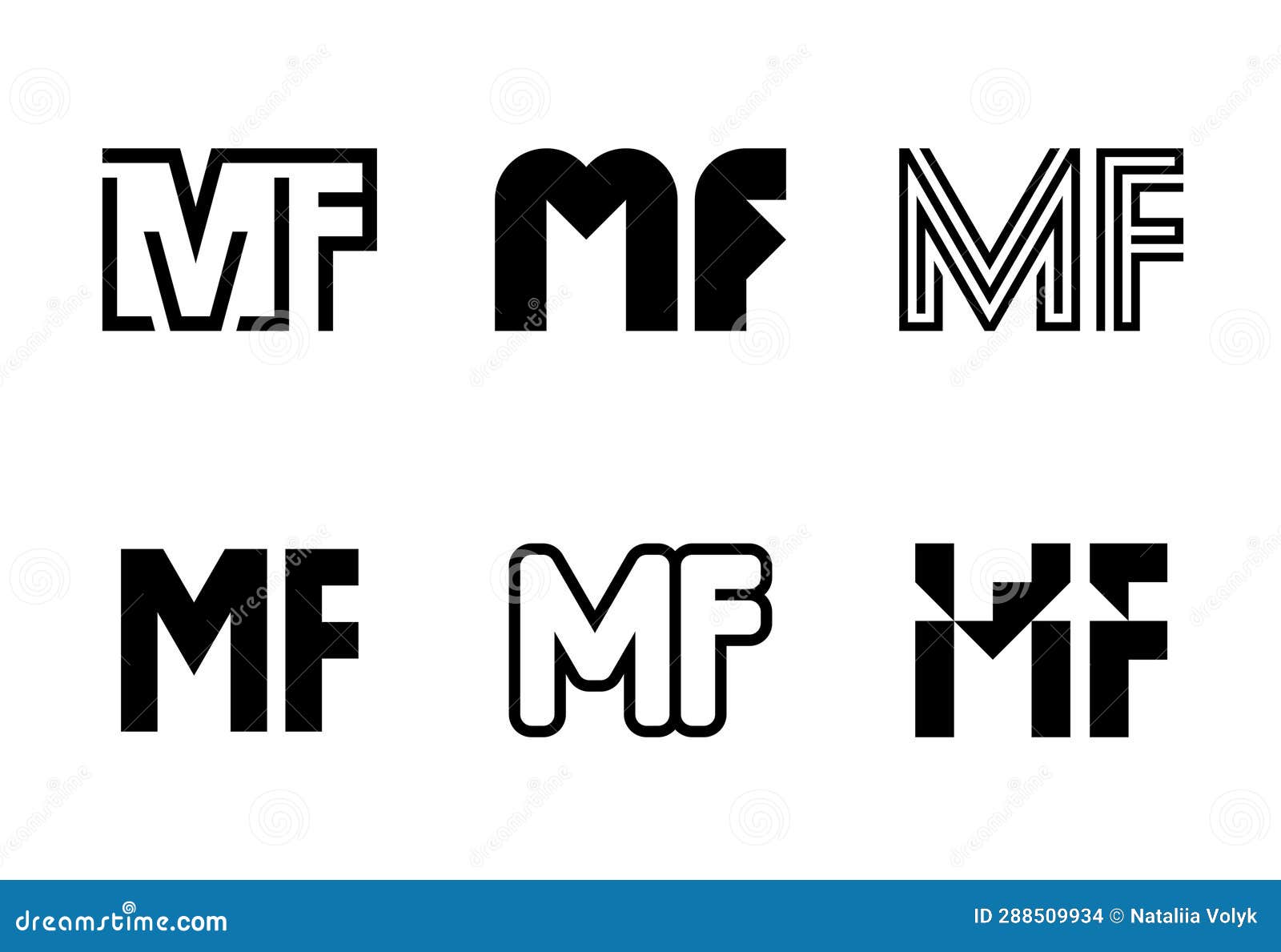 Set of letter MF logos stock illustration. Illustration of company ...