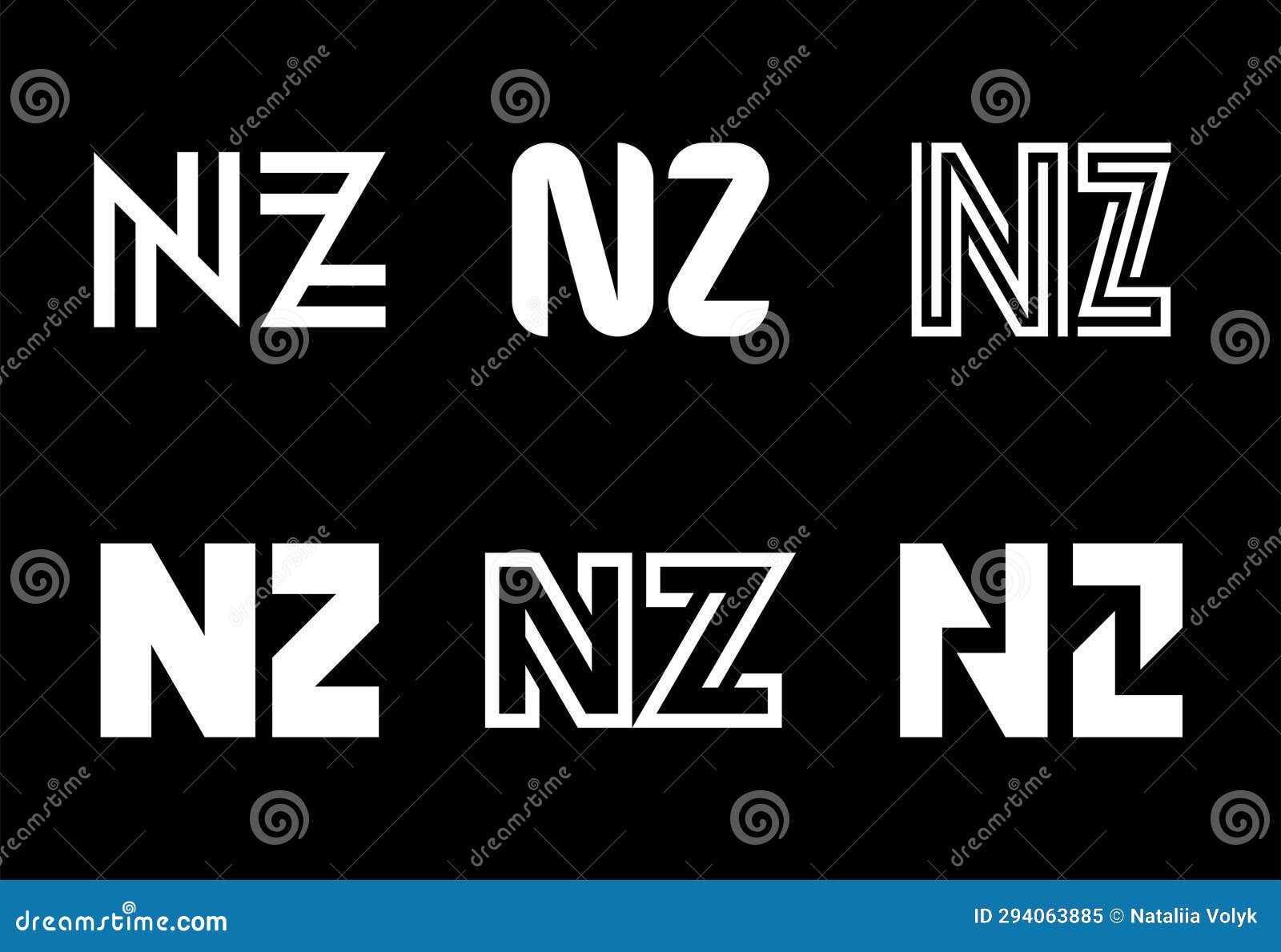Set of letter NZ logos stock vector. Illustration of circle - 294063885