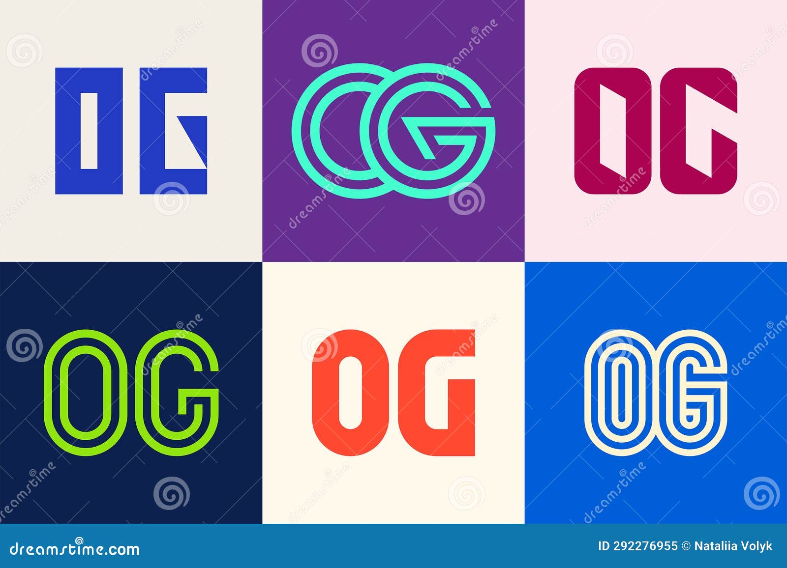 Set of letter OG logos stock illustration. Illustration of curve ...