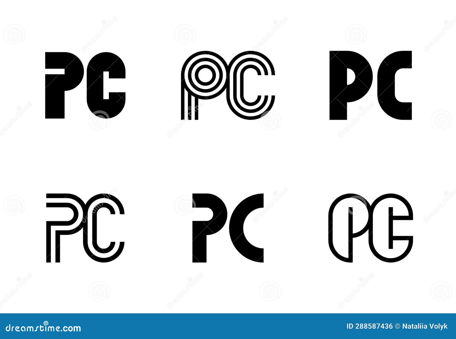Set of letter PC logos stock vector. Illustration of logo - 288587436