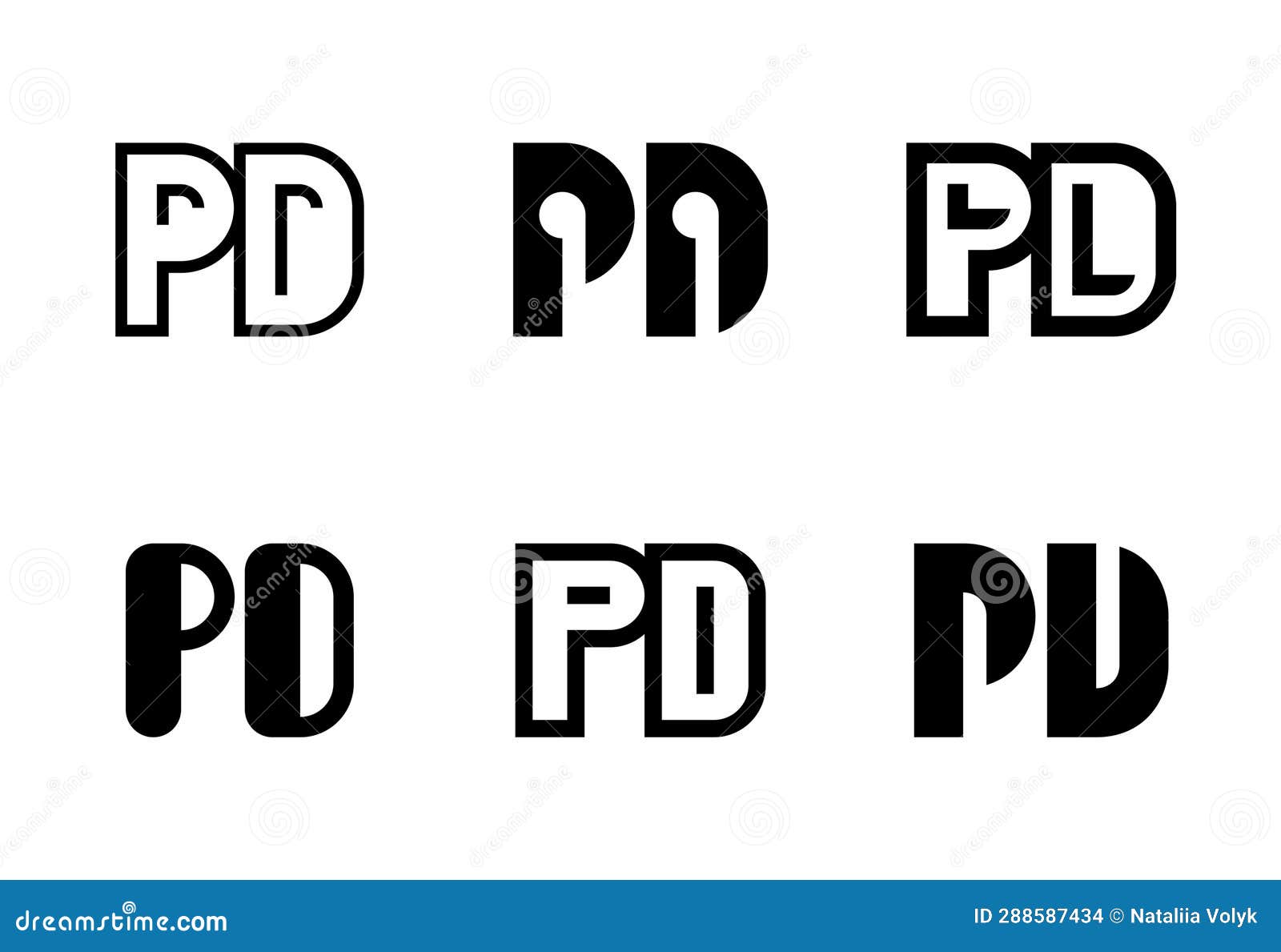 Set of letter PD logos stock vector. Illustration of flow - 288587434