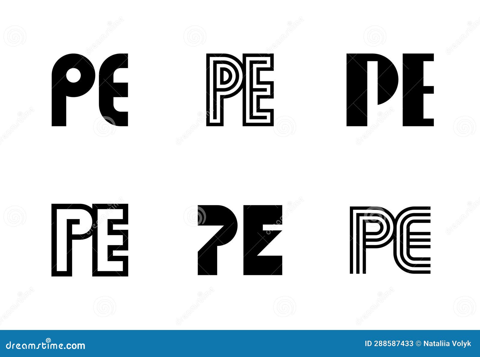 Set of letter PE logos stock vector. Illustration of branding - 288587433