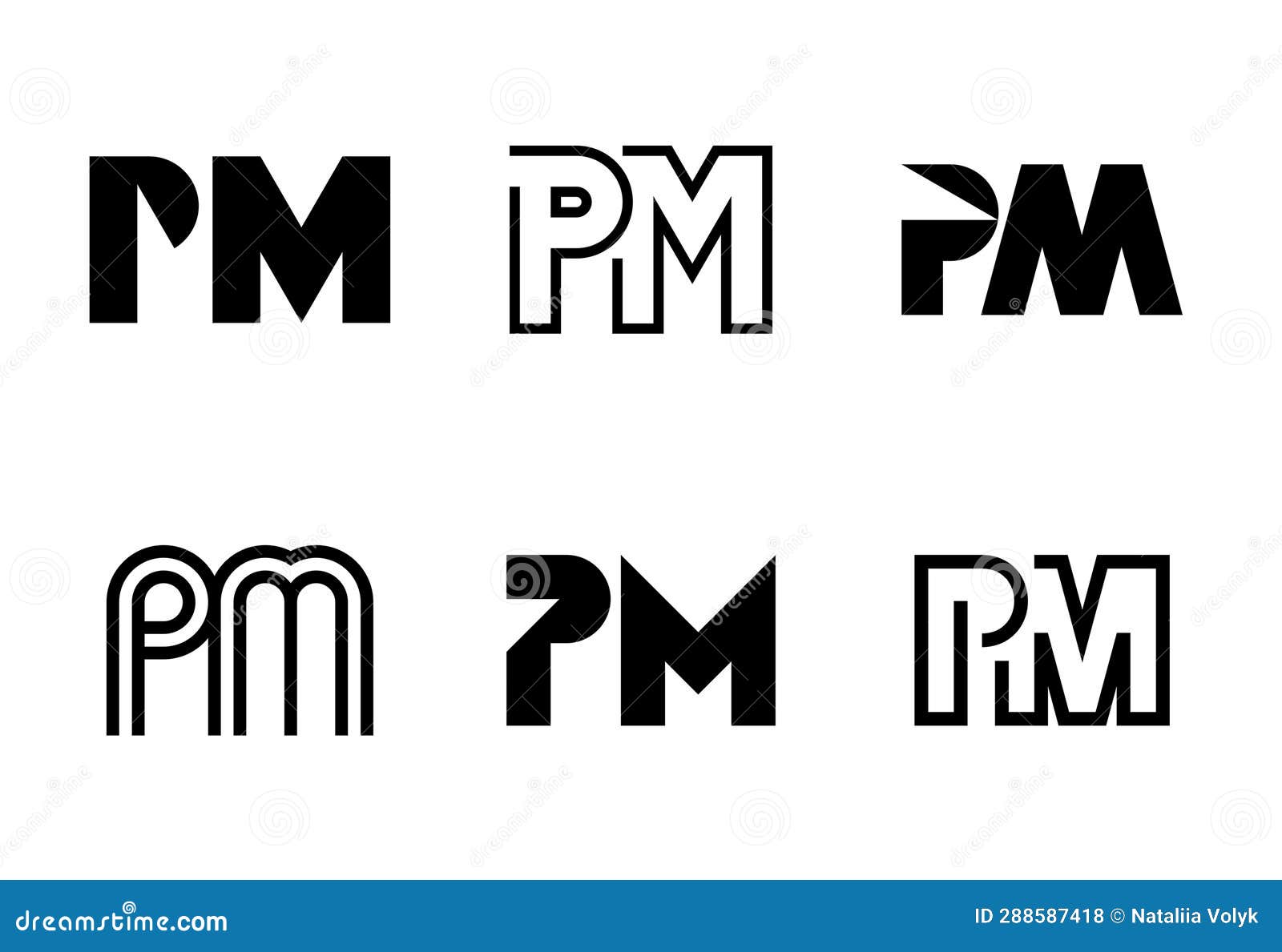 Set of letter PM logos stock illustration. Illustration of blue - 288587418