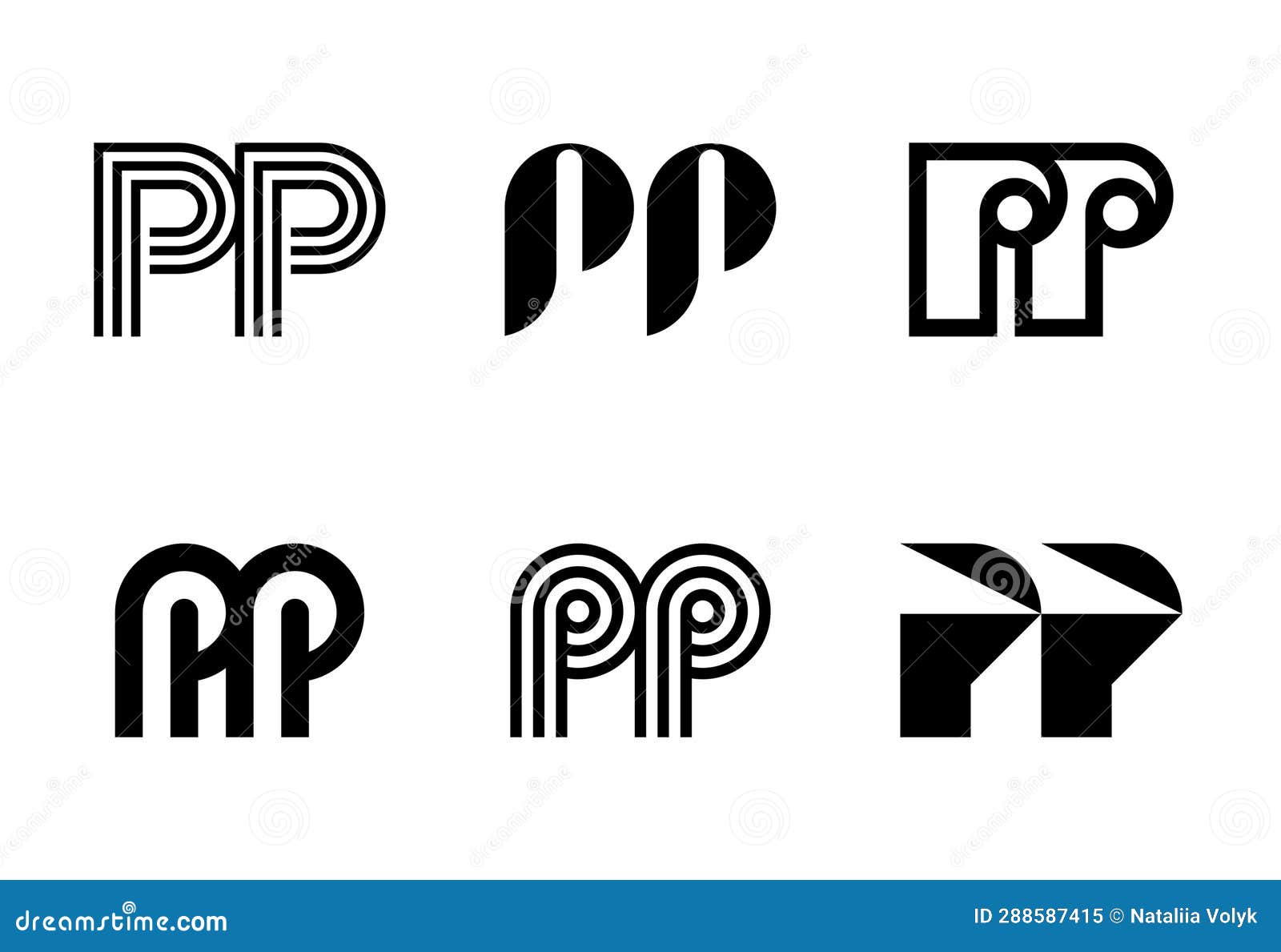 Set of letter PP logos stock vector. Illustration of badge - 288587415