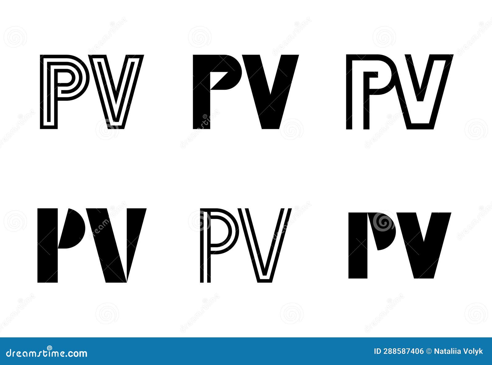 Set of letter PV logos stock illustration. Illustration of concept ...