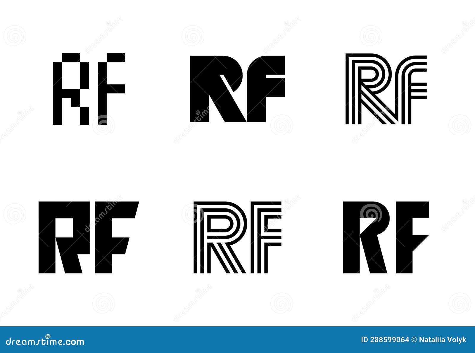 Set of letter RF logos stock vector. Illustration of geometric - 288599064
