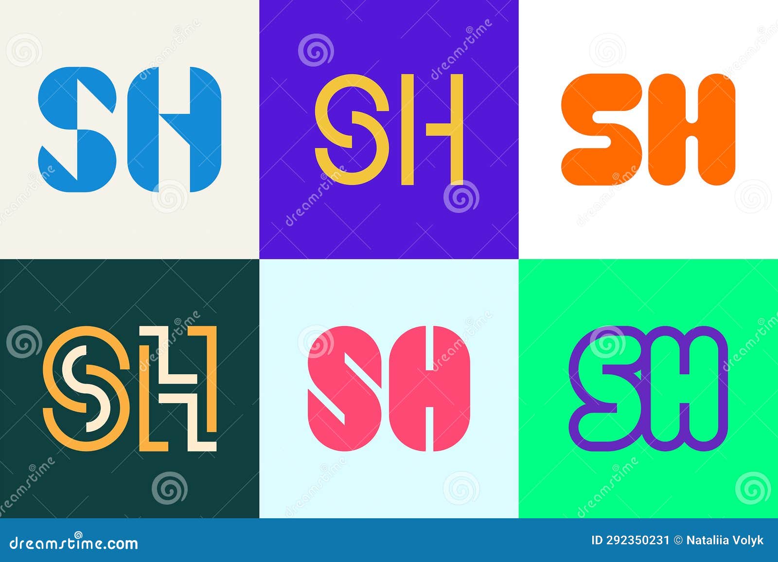 Set of letter SH logos stock vector. Illustration of circle - 292350231