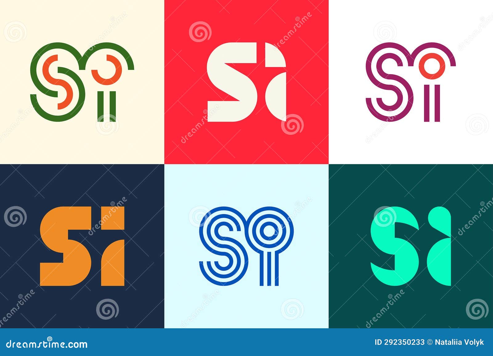 Set of letter SI logos stock illustration. Illustration of flow - 292350233