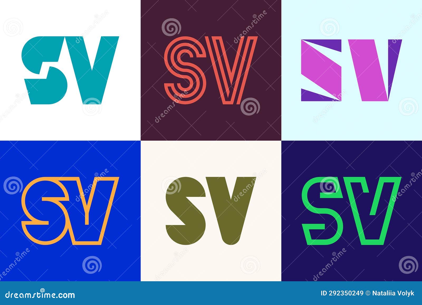 Set of letter SV logos stock illustration. Illustration of large ...