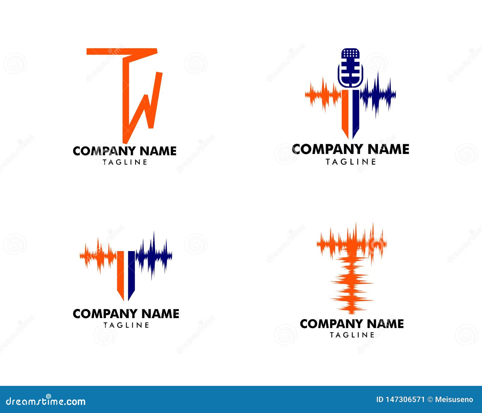 Set of Letter T Logo with Wave Sound Shape Stock Vector - Illustration ...