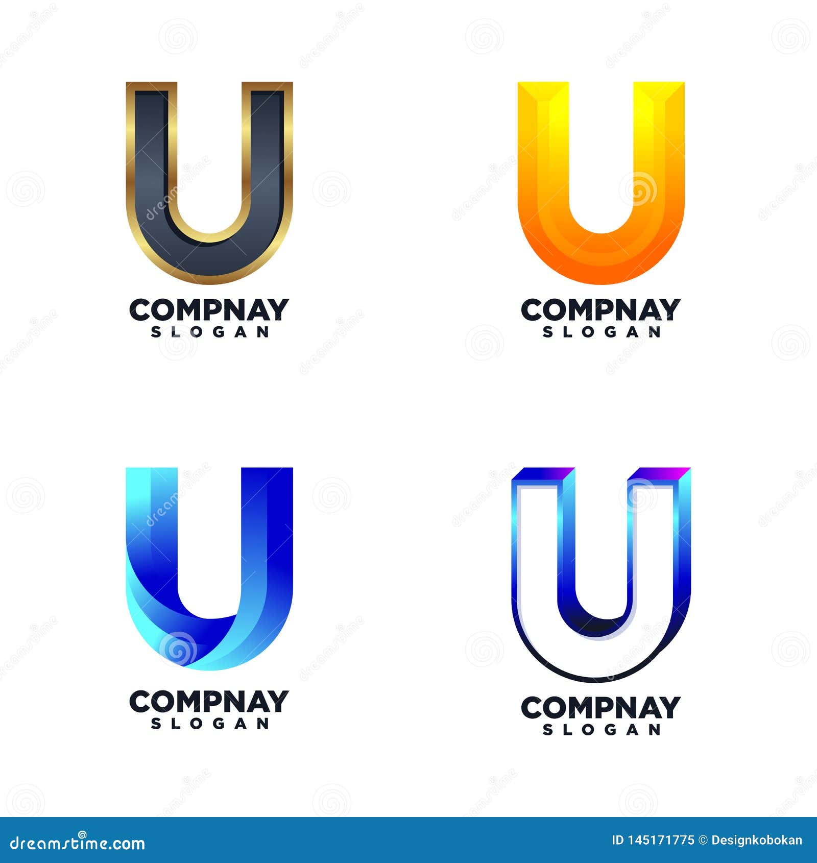 Set of Letter U Design Templates Stock Vector - Illustration of element ...