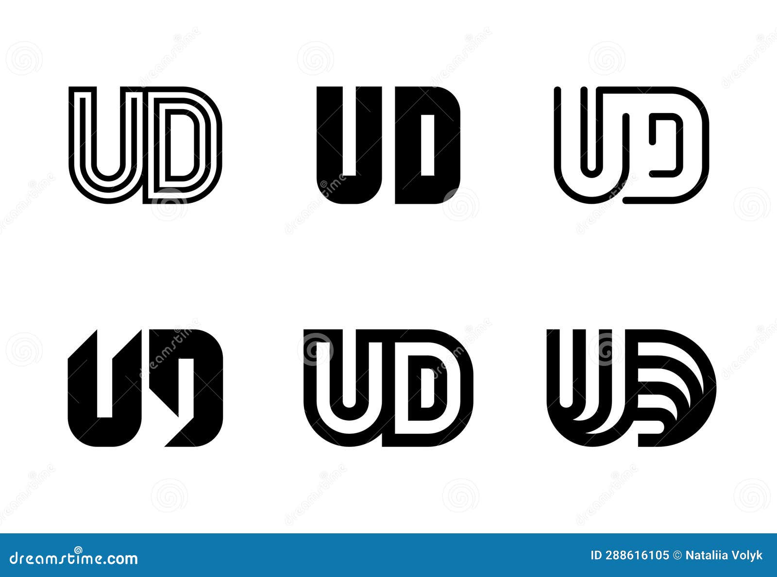 Set of letter UD logos stock illustration. Illustration of huge - 288616105