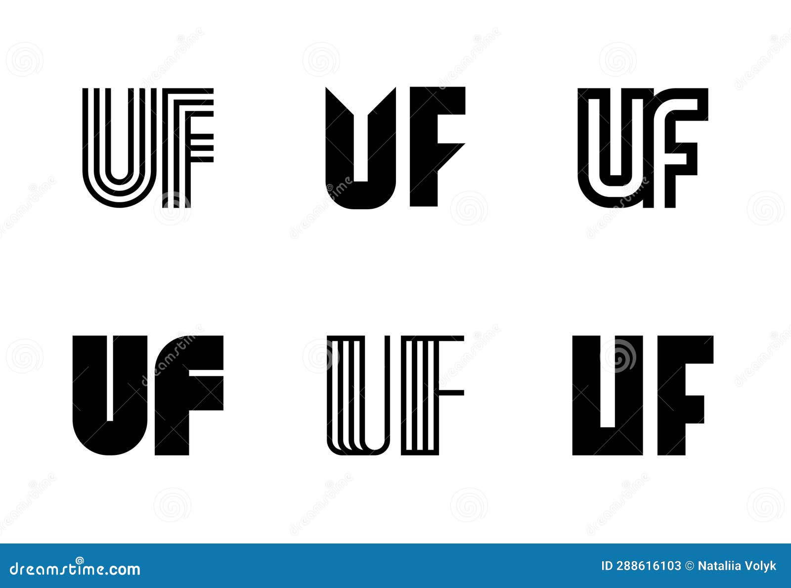 Set of letter UF logos stock illustration. Illustration of logotype ...
