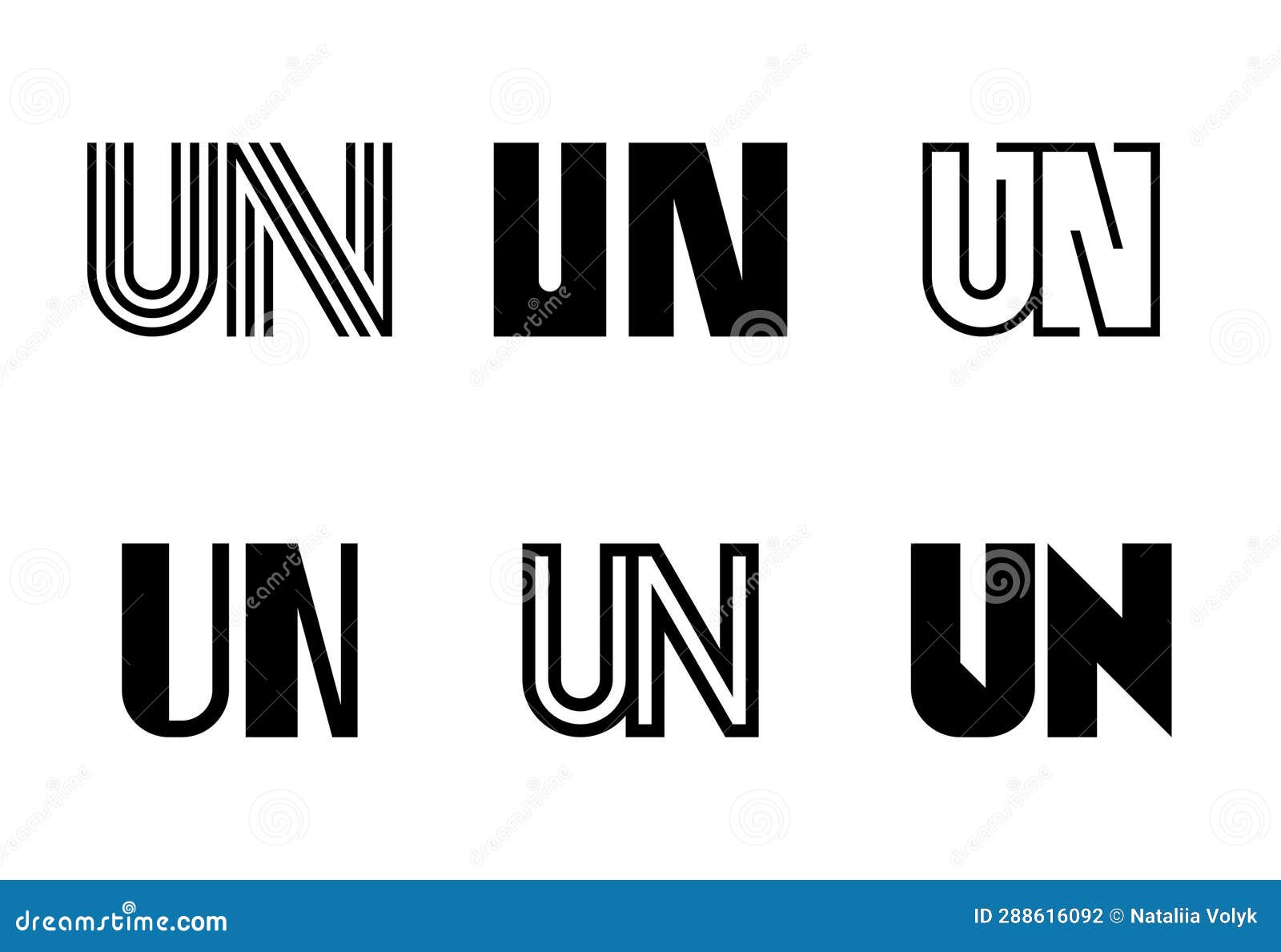 Set of letter UN logos stock vector. Illustration of logos - 288616092