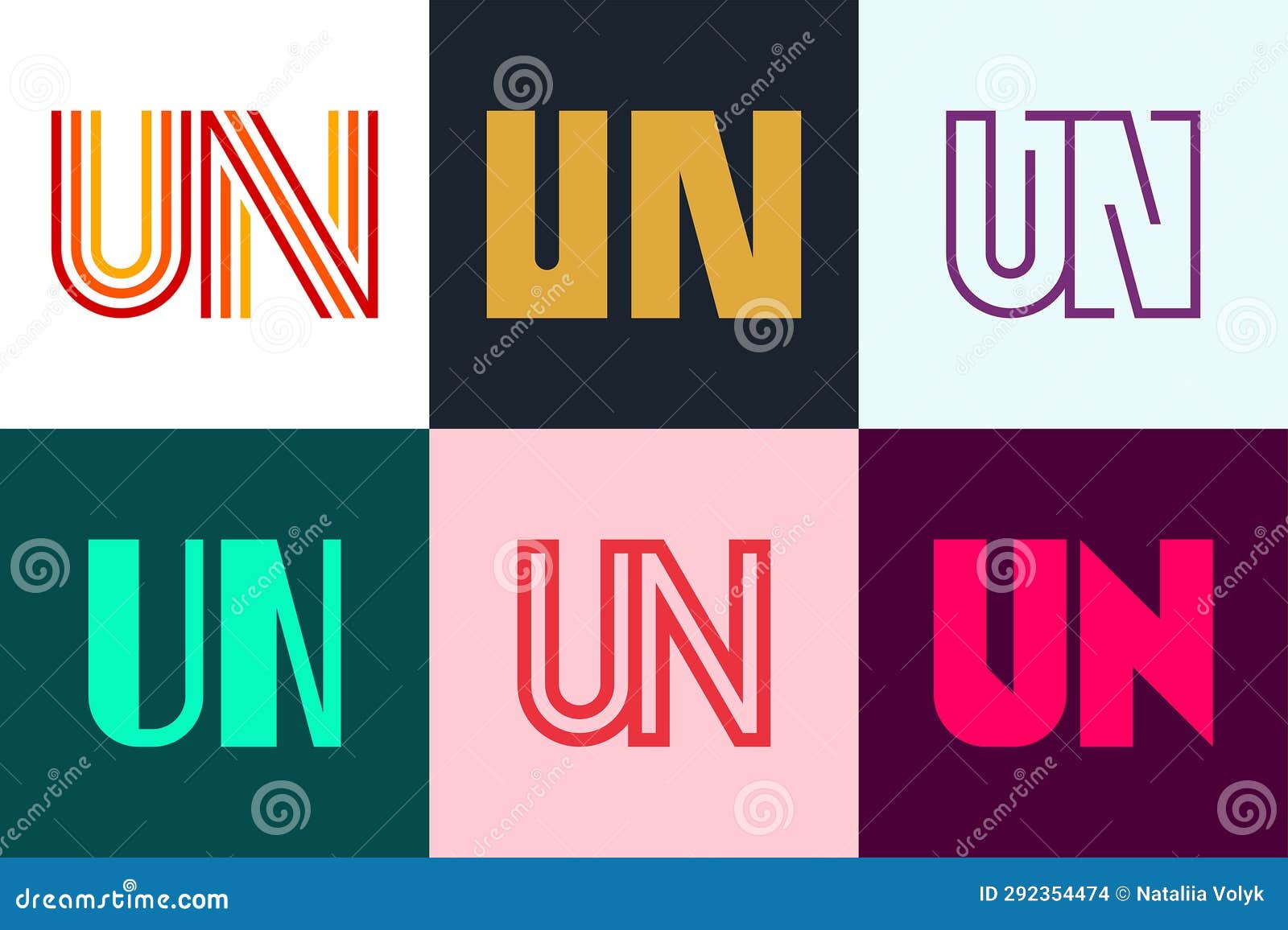 Set of letter UN logos stock vector. Illustration of brand - 292354474