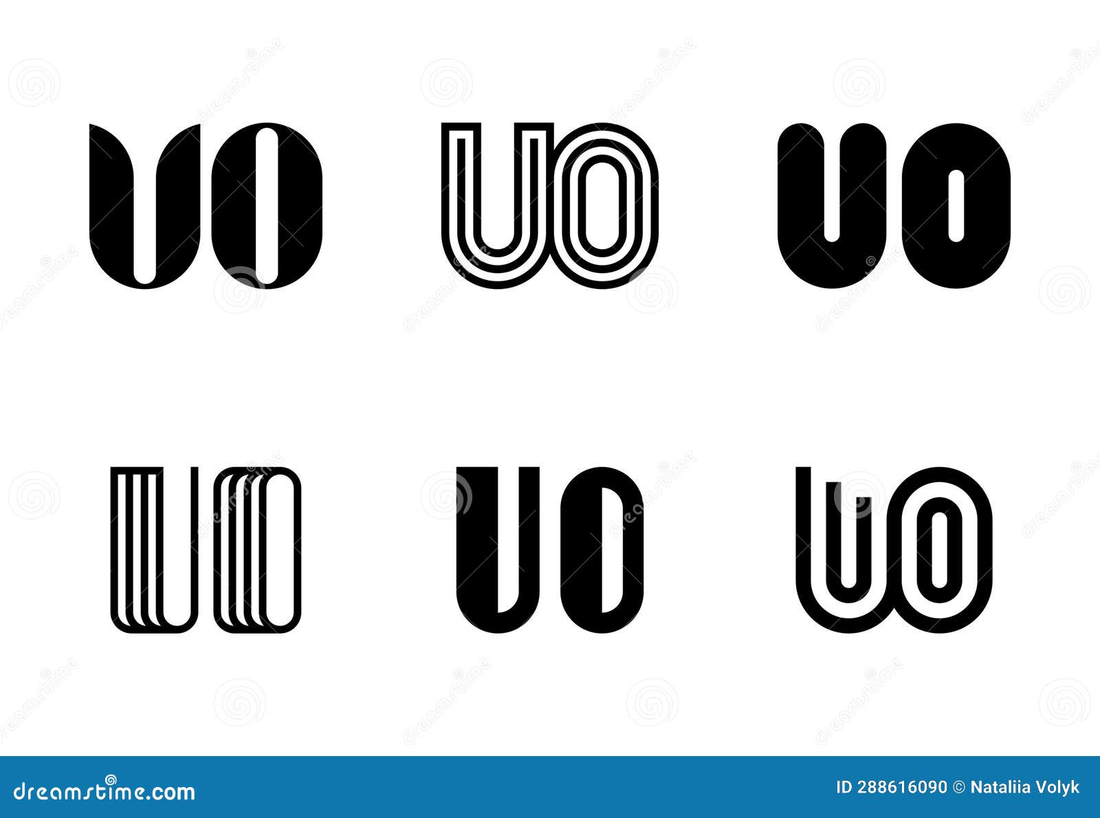 Set of letter UO logos stock illustration. Illustration of line - 288616090