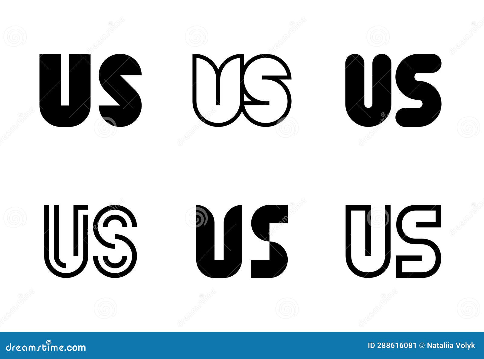 Set of letter US logos stock vector. Illustration of loop - 288616081