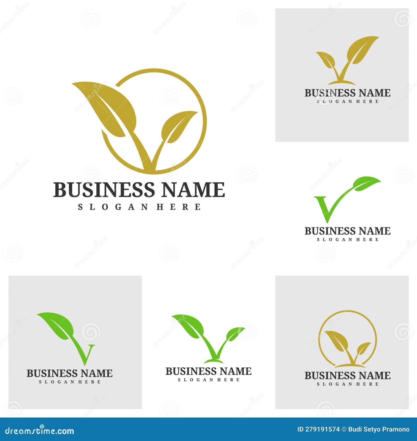Set of Letter V with Leaf Template, Creative V Leaf Logo Design Vector ...