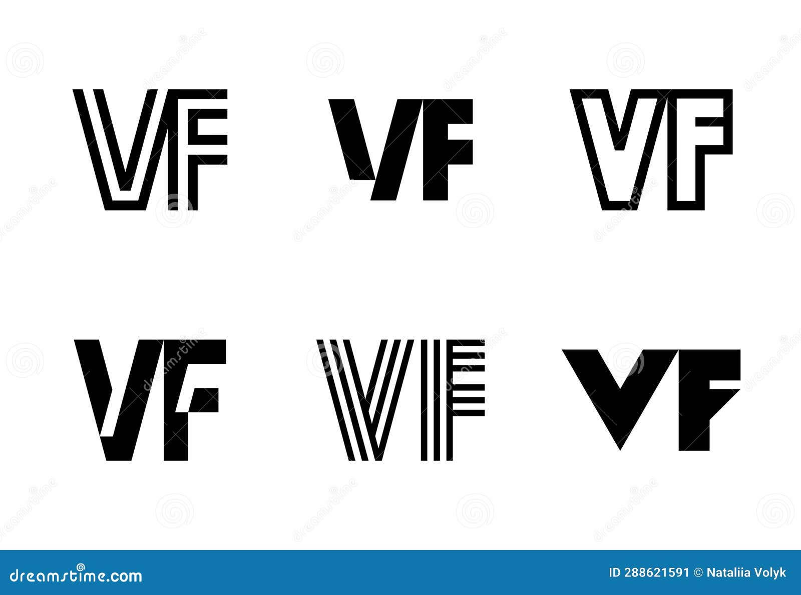 Set of letter VF logos stock vector. Illustration of huge - 288621591