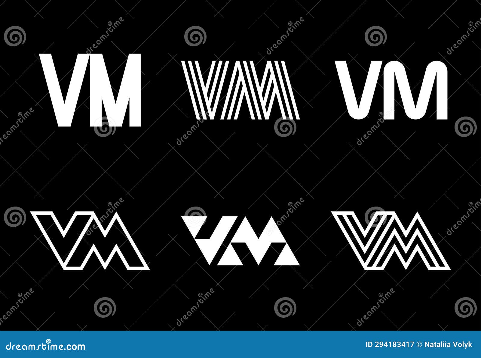 Set of letter VM logos stock vector. Illustration of emblem - 294183417