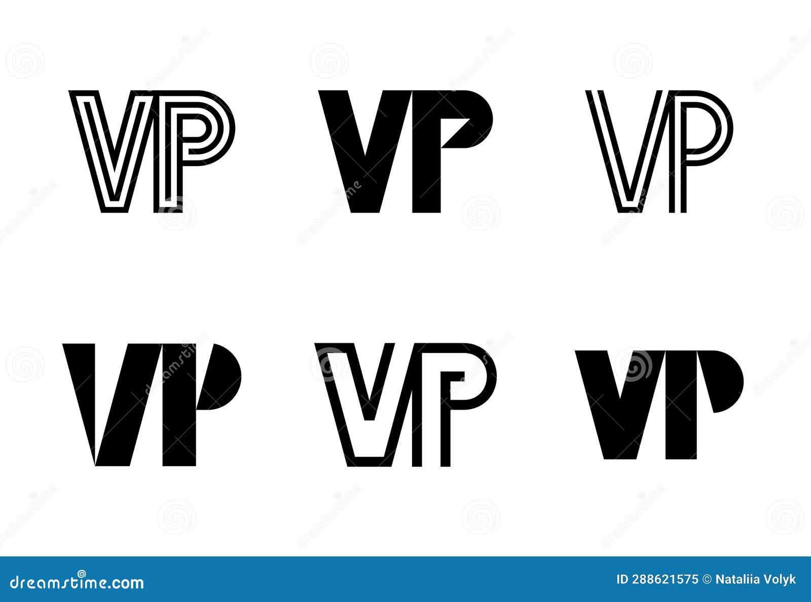 Set of letter VP logos stock vector. Illustration of arrow - 288621575
