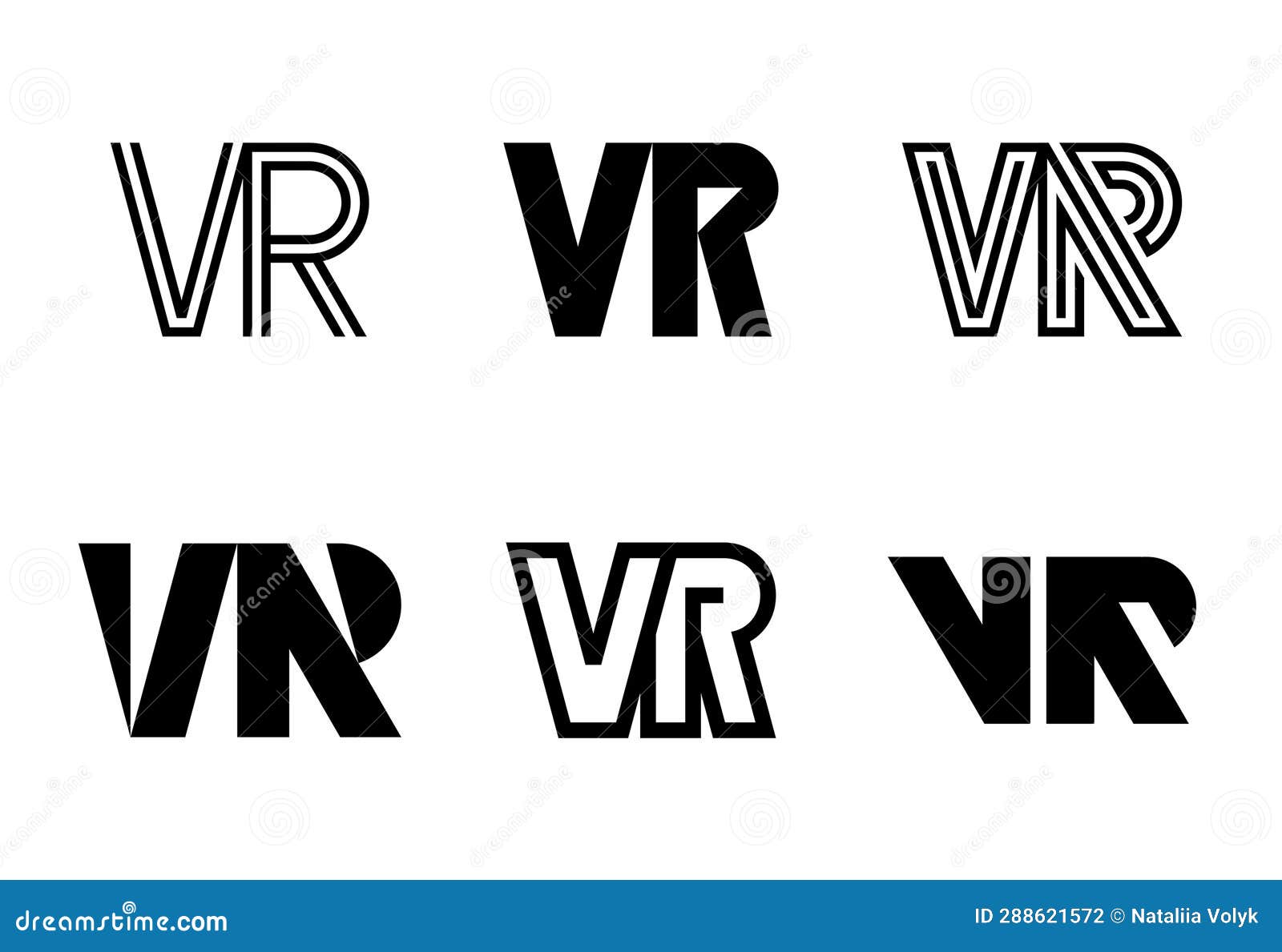 Set of letter VR logos stock vector. Illustration of blue - 288621572