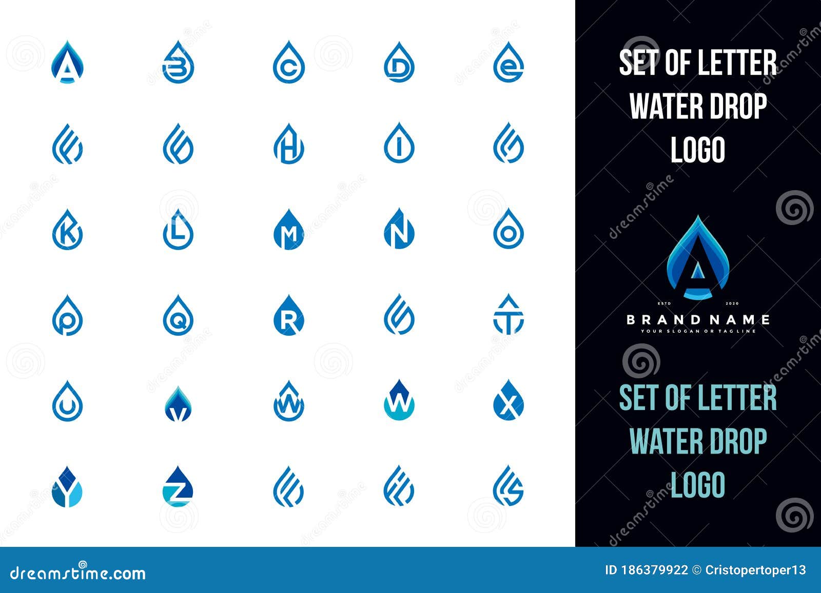 Set of Letter Water Drop Logo Icon Design Template Elements Stock ...