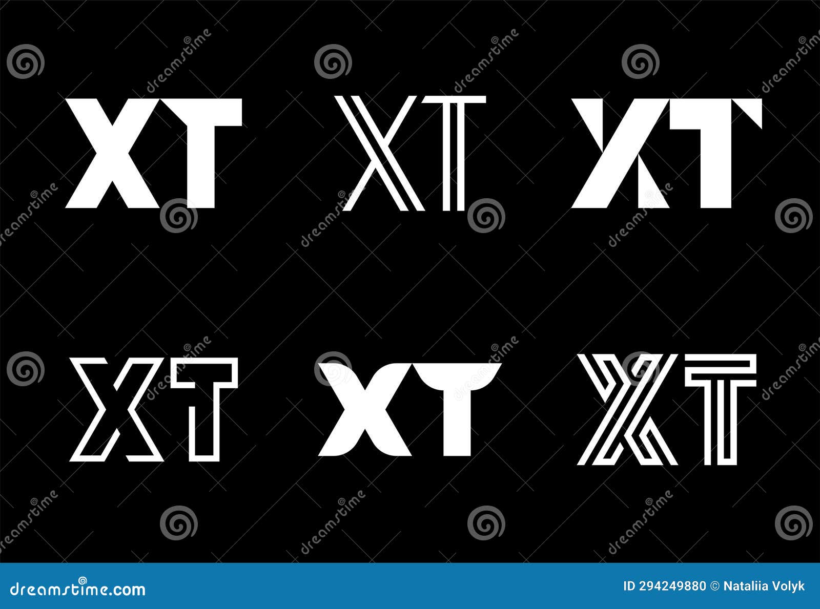 Set of letter XT logos stock vector. Illustration of loop - 294249880