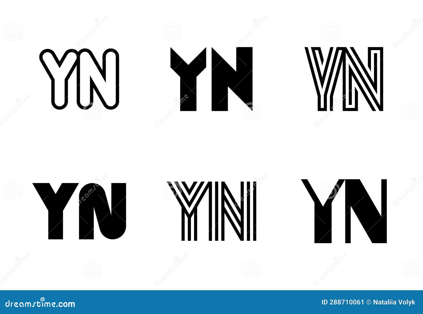 Set of letter YN logos stock illustration. Illustration of mega - 288710061