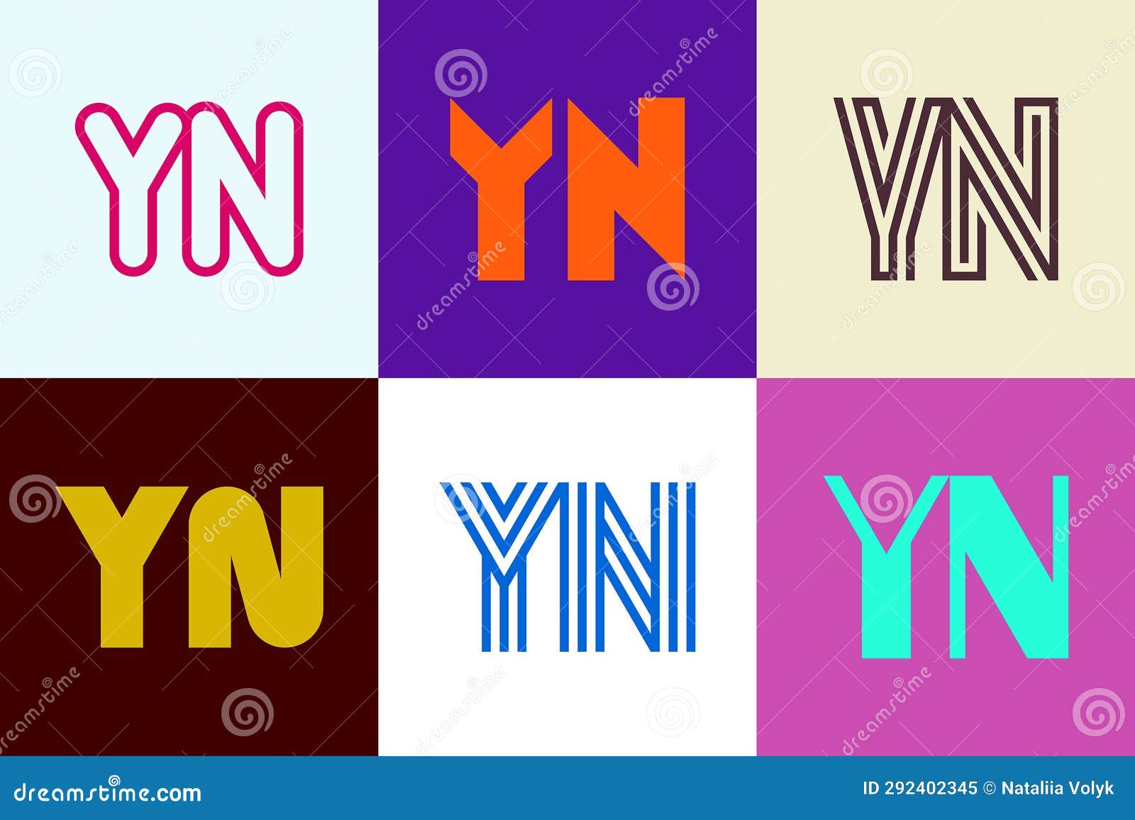 Set of letter YN logos stock illustration. Illustration of emblem ...