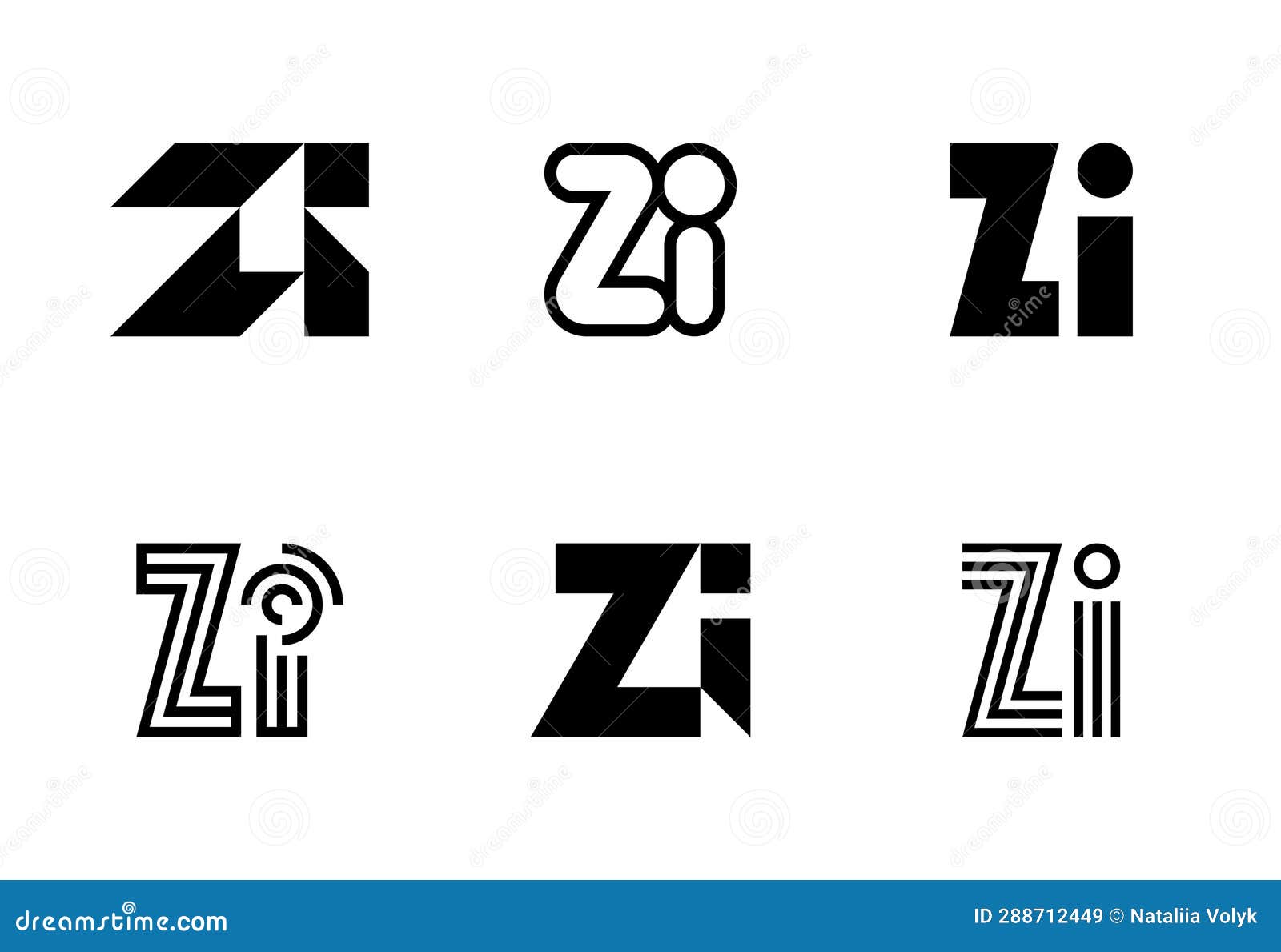 Set of letter ZI logos stock illustration. Illustration of logos ...