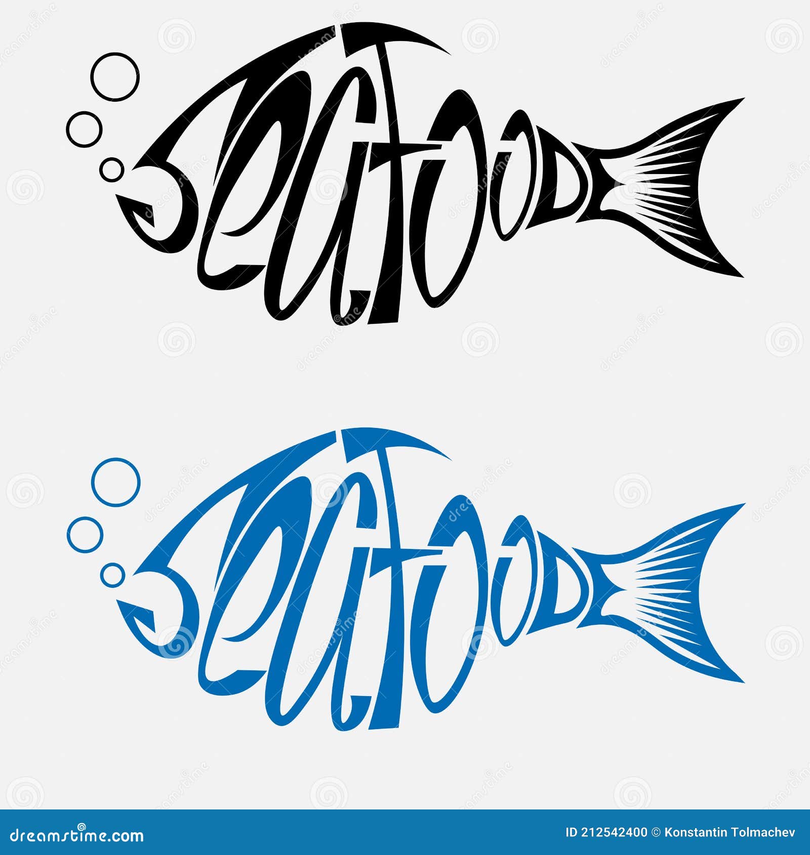 Set of Lettering Fish Logo from Lettering Fresh Fish Stock Illustration ...