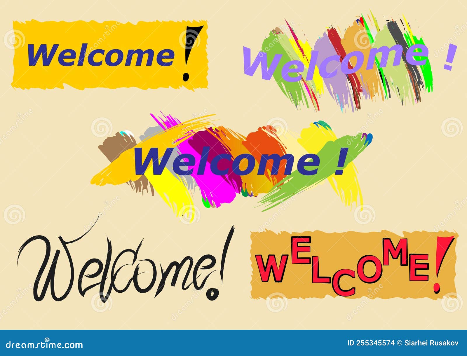 Set of Lettering Inscription Welcome Vector. Stock Vector ...