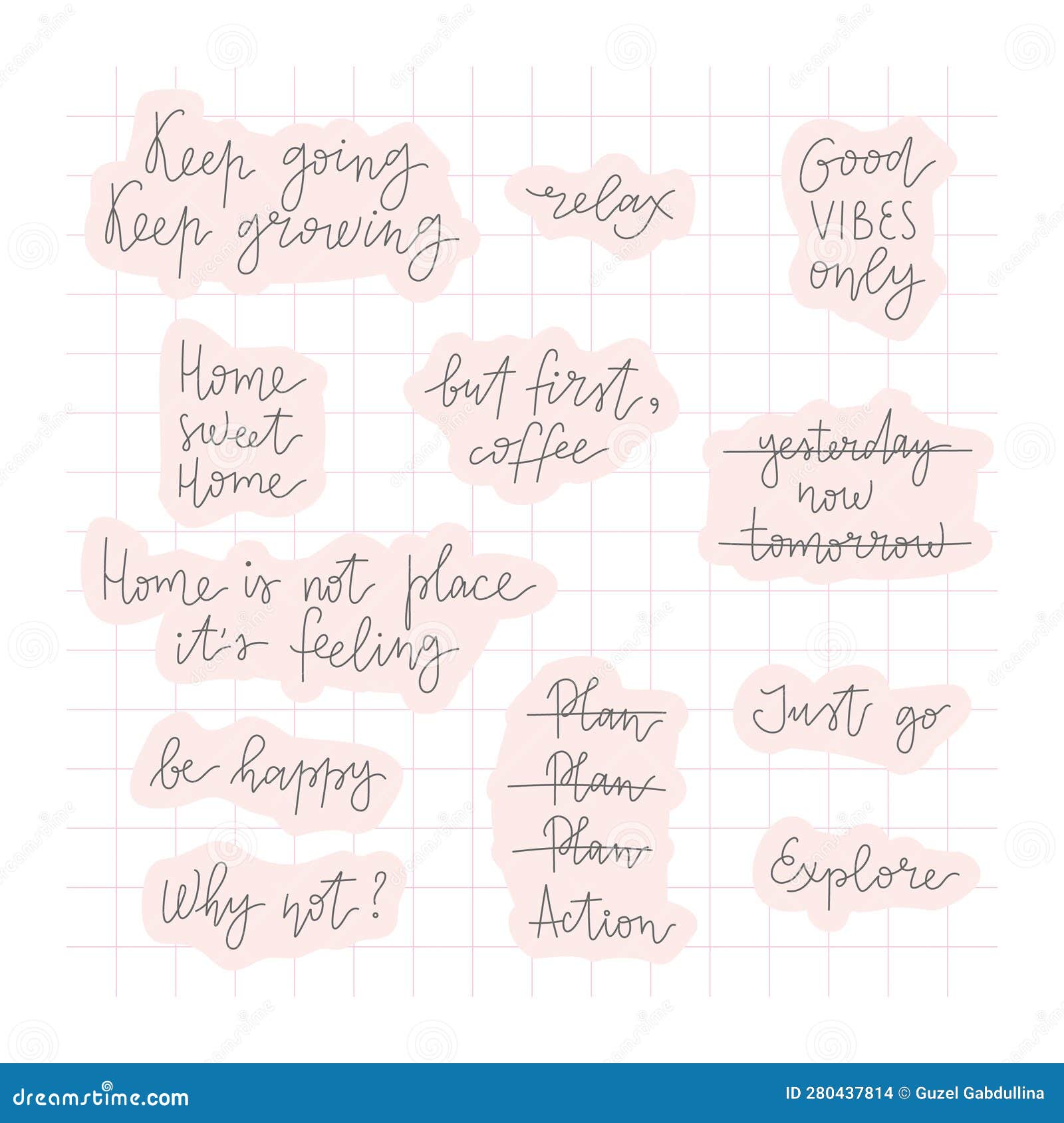 Set of Lettering Motivation Quotes. Line Hand Written Vector ...