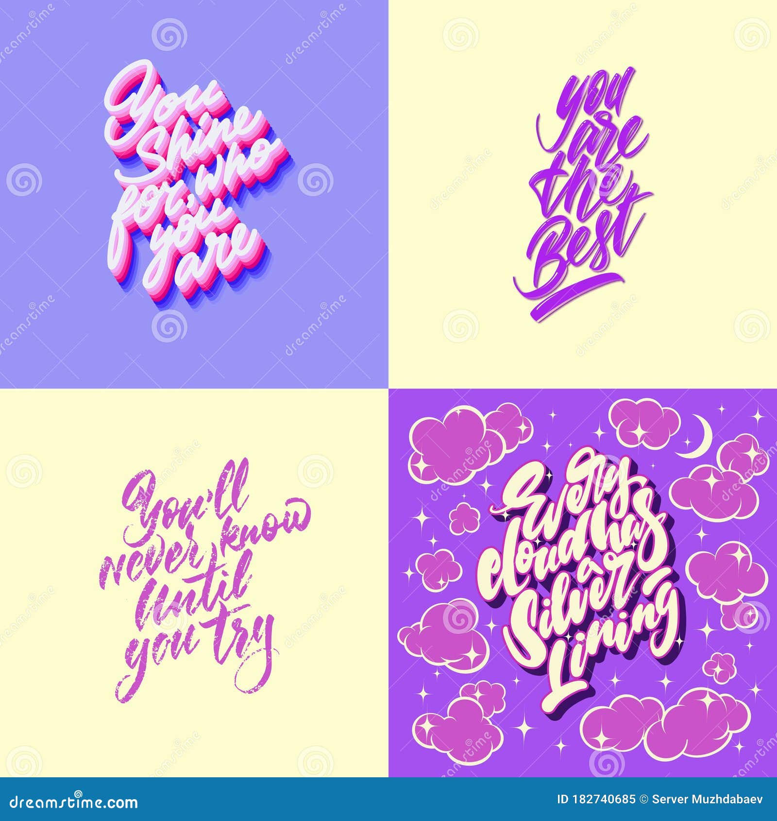 Set of Lettering for Print. Motivation and Success Stock Illustration ...