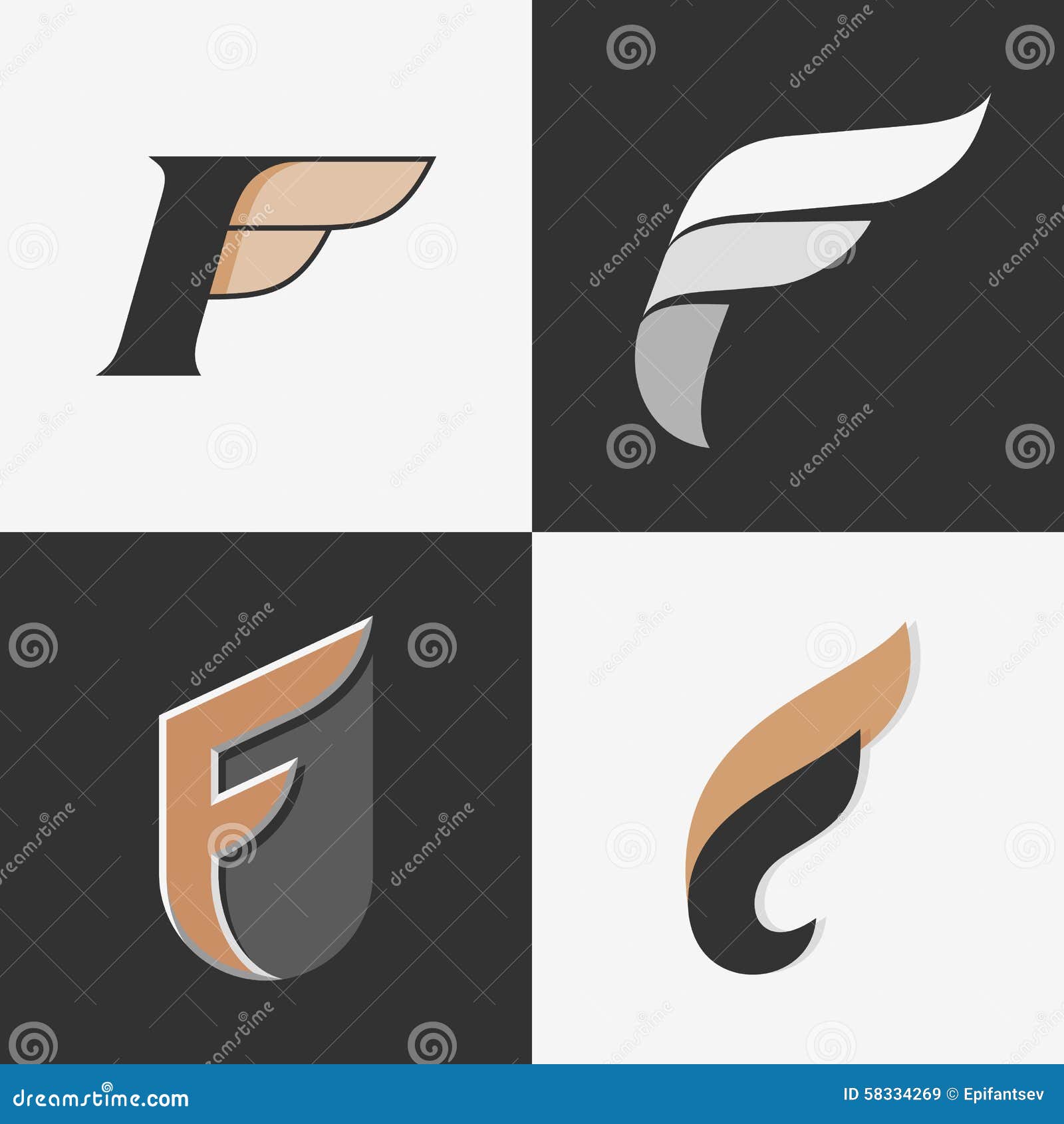 The Set of Letters F Signs. Stock Vector - Illustration of commercial ...