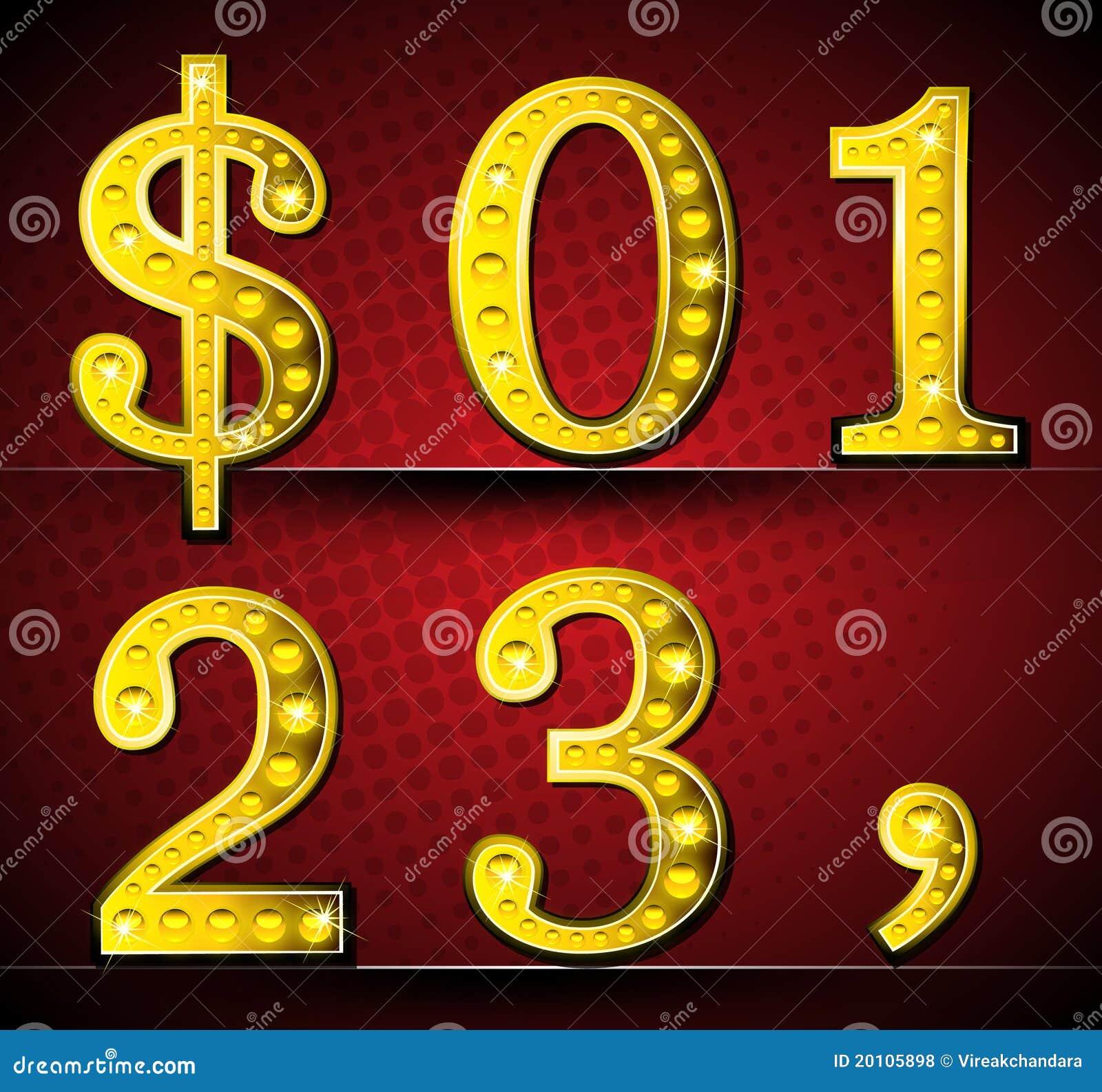 Set Letters with Gold LED Lamp Stock Vector - Illustration of gold ...