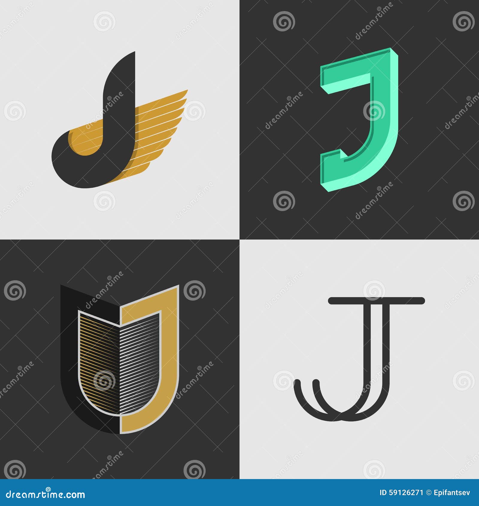 The set of letters J signs stock vector. Illustration of logo - 59126271