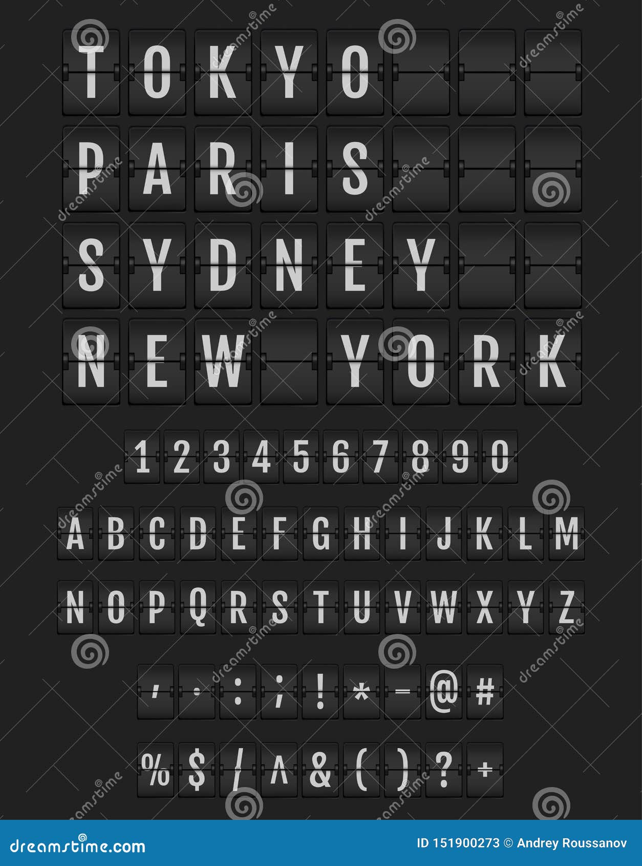 Set of Letters on a Mechanical Timetable. Stock Vector - Illustration ...