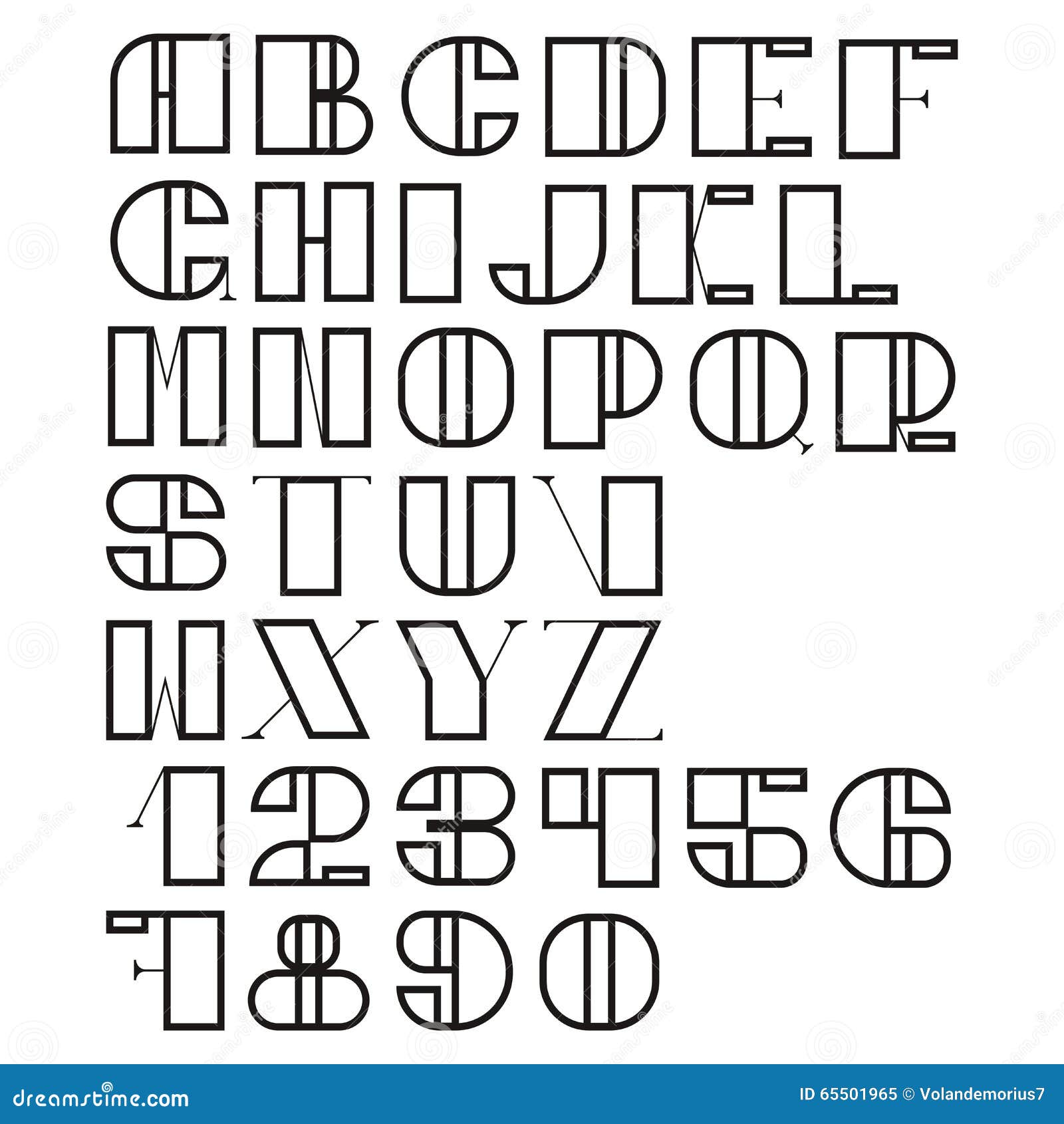 Set of letters and numbers stock vector. Illustration of design - 65501965