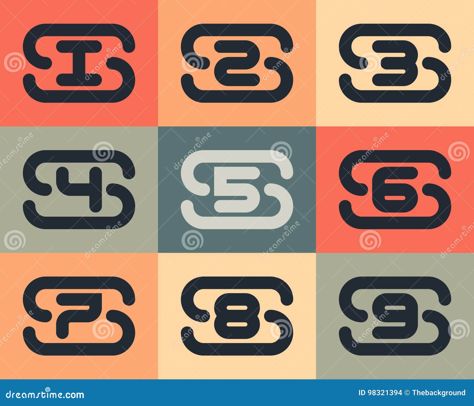 Set of Letters S with Numbers Inside from 1 To 9. Set of Numbers Stock ...