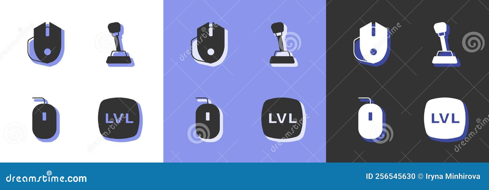 Set Level Game, Computer Mouse, and Gear Shifter Icon. Vector Stock ...
