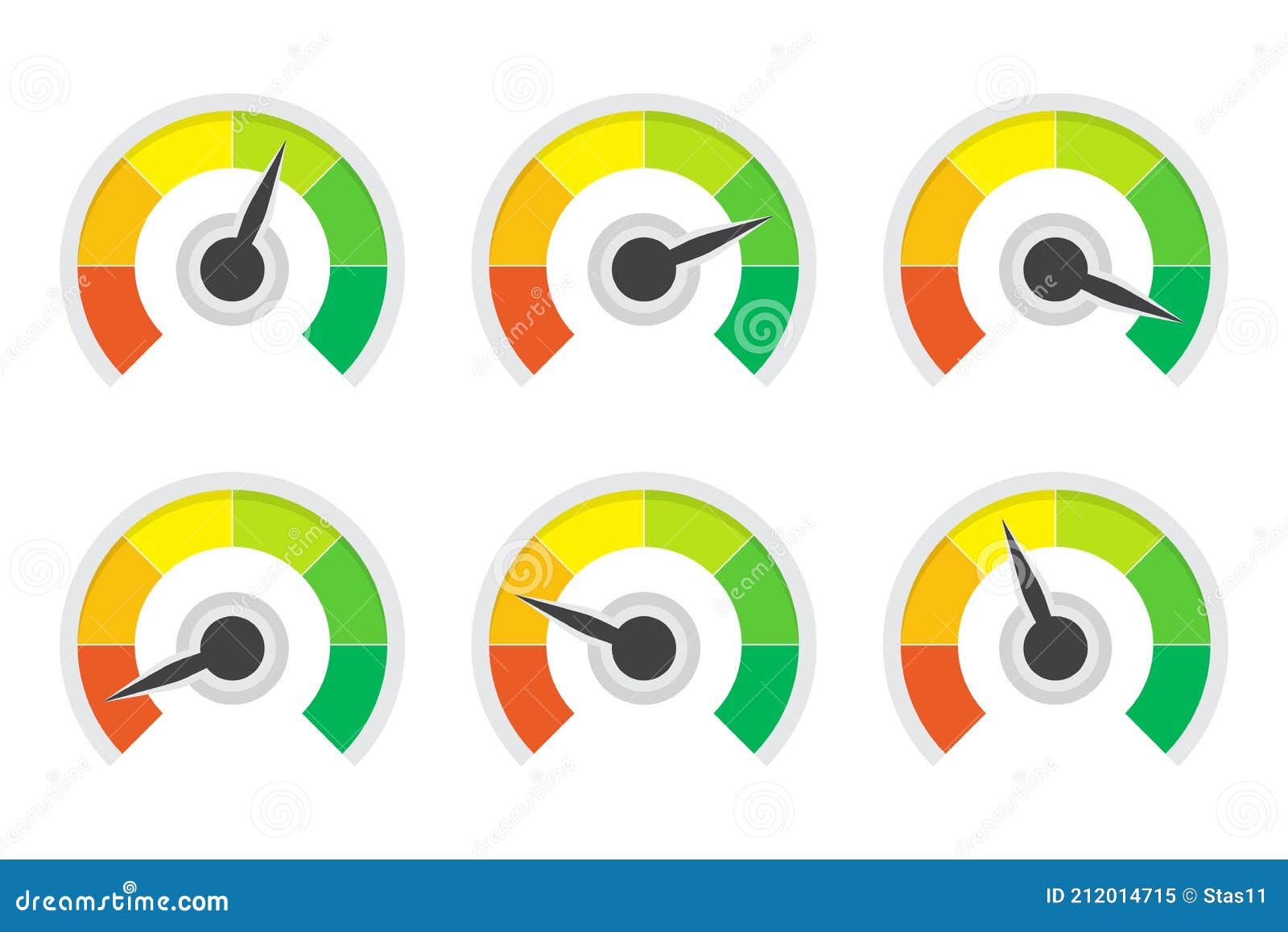Set of Level Indicator Gauges Speedometer in a Flat Design Stock Vector ...