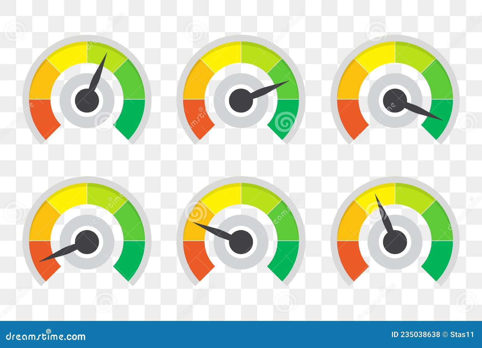 Set of Level Indicator Gauges Speedometer in a Flat Design Stock Vector ...